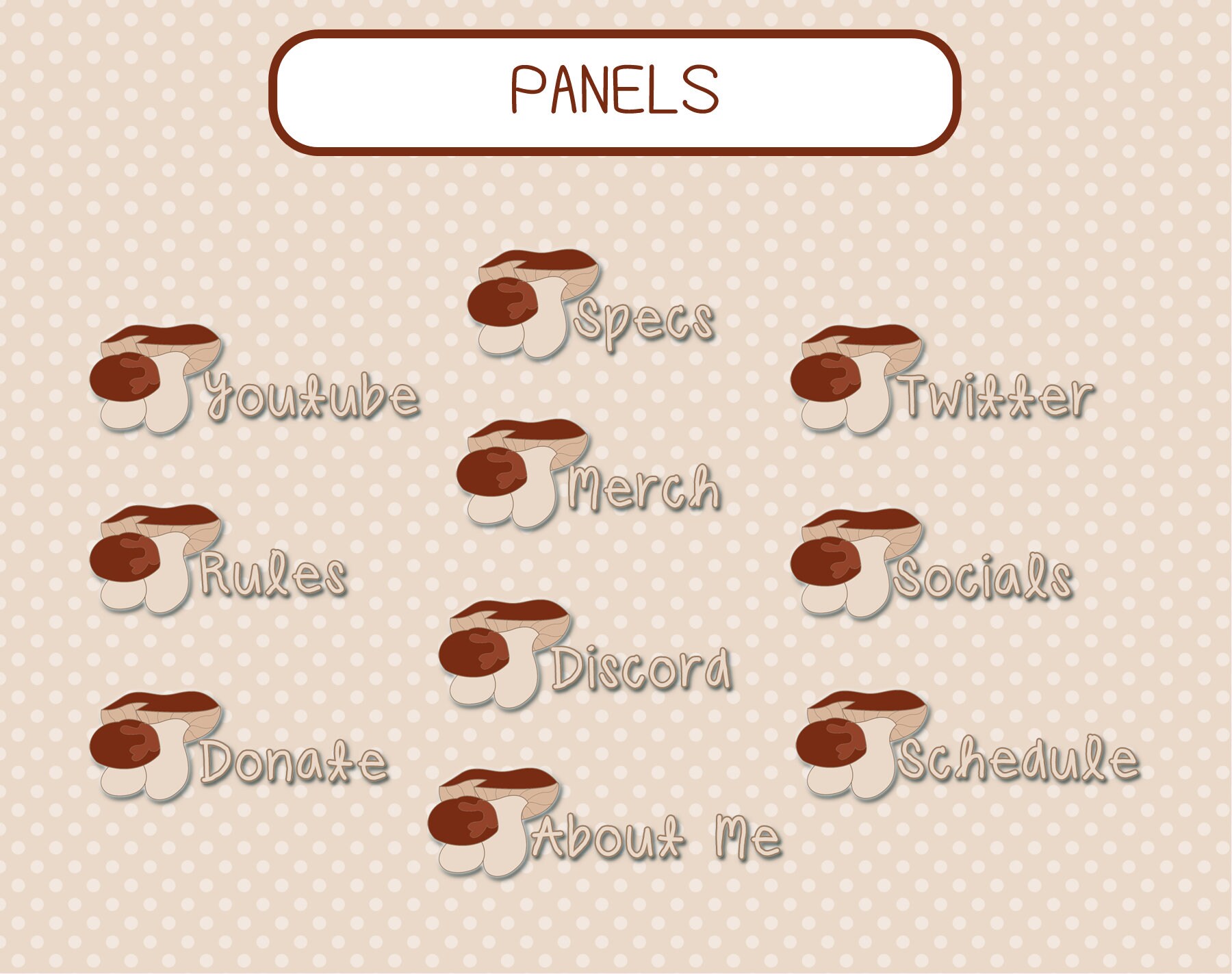 Mushroom Forest Twitch Stream Bundle Package Overlays, Panels, Vtuber ...