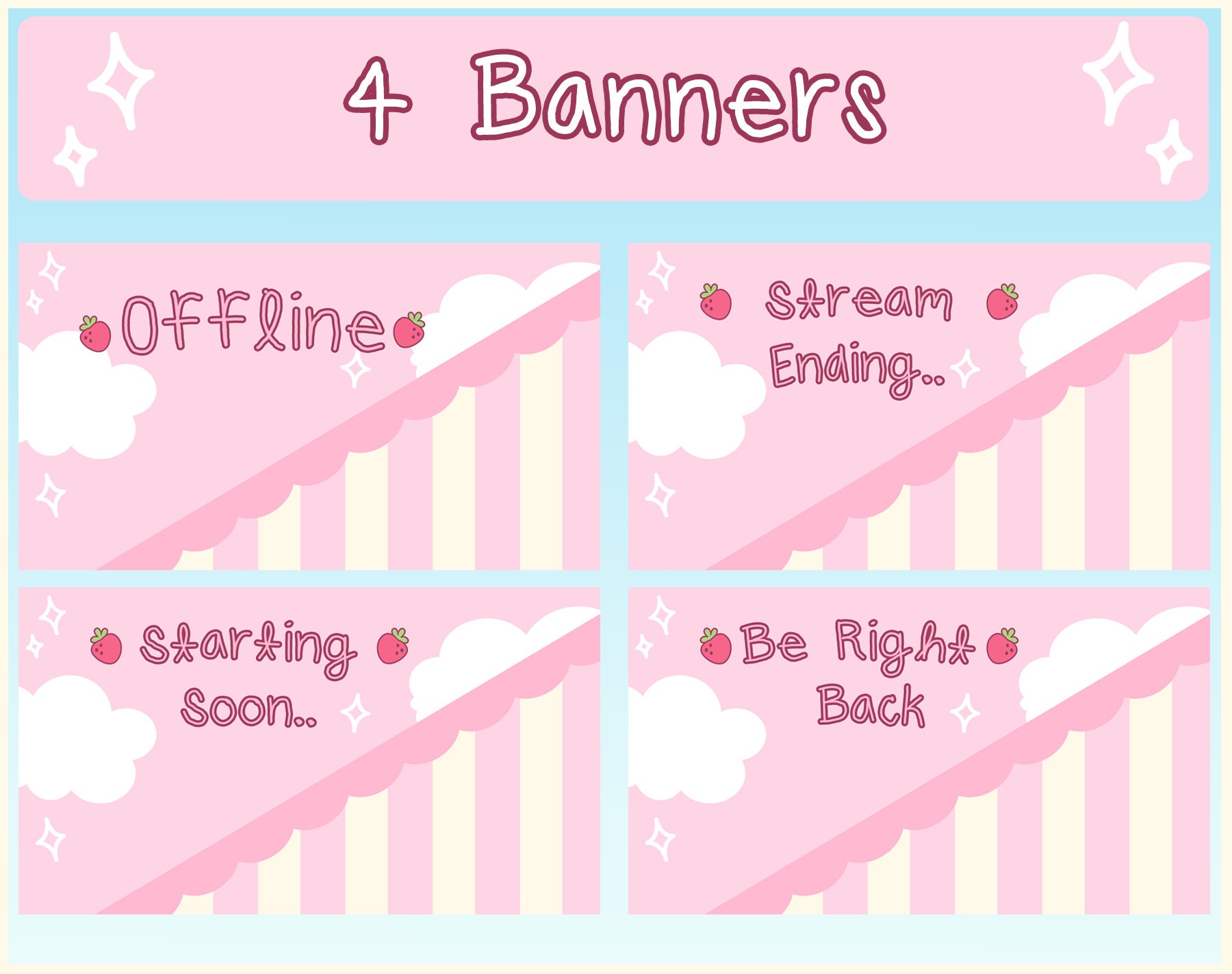 Strawberry Dreams | Twitch Stream Bundle Package | Overlays, Panels ...