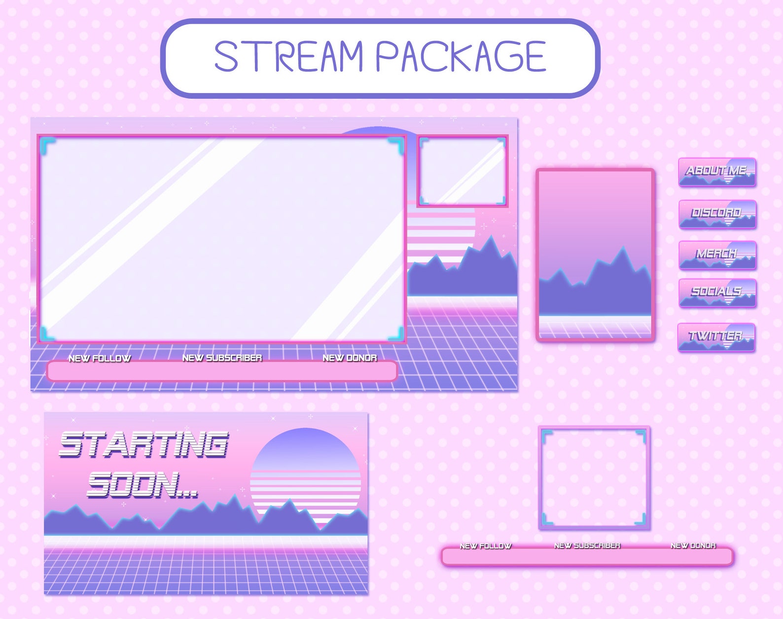 Pastel Vapor | Twitch Stream Bundle Package | Overlays, Panels, Vtuber ...
