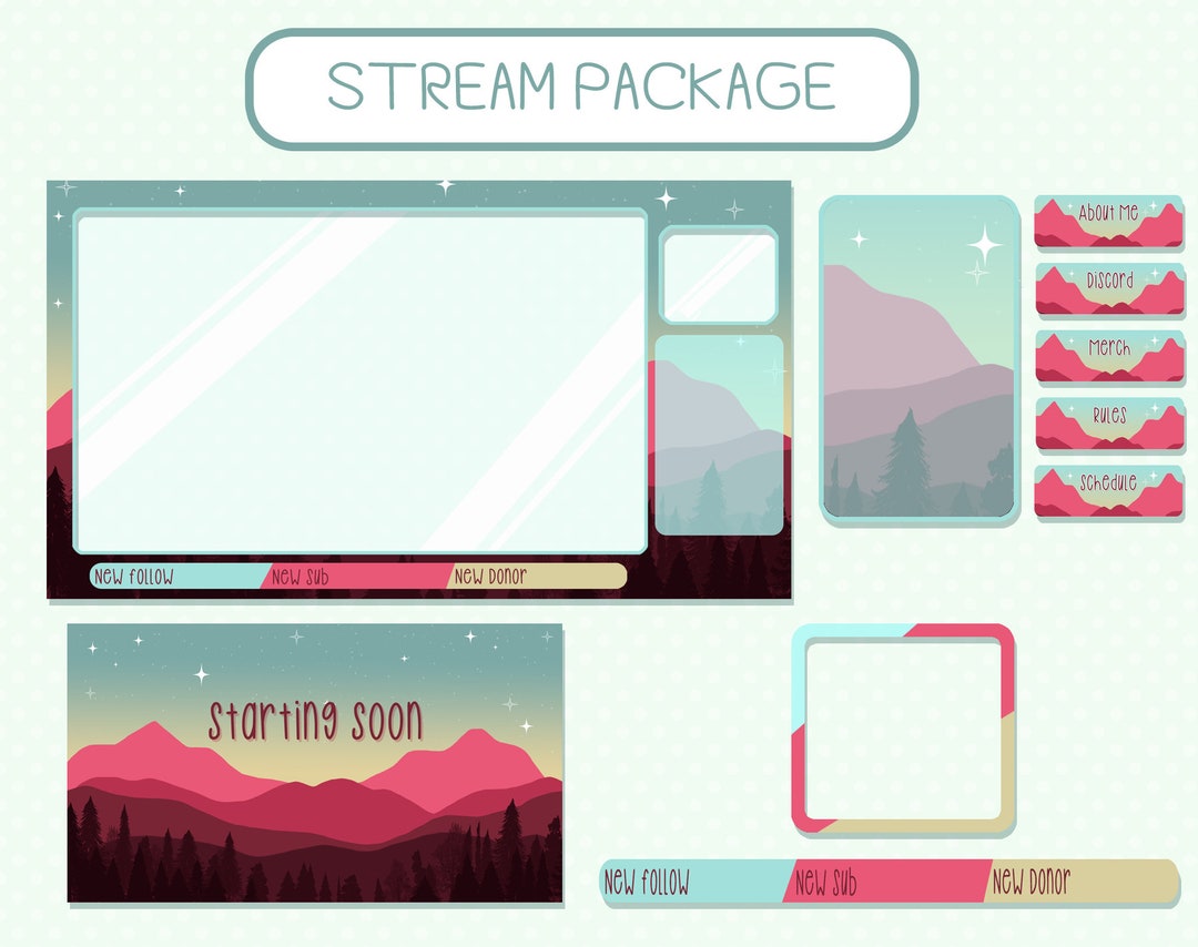 Summer Mountains | Twitch Stream Bundle Package | Overlays, Panels ...