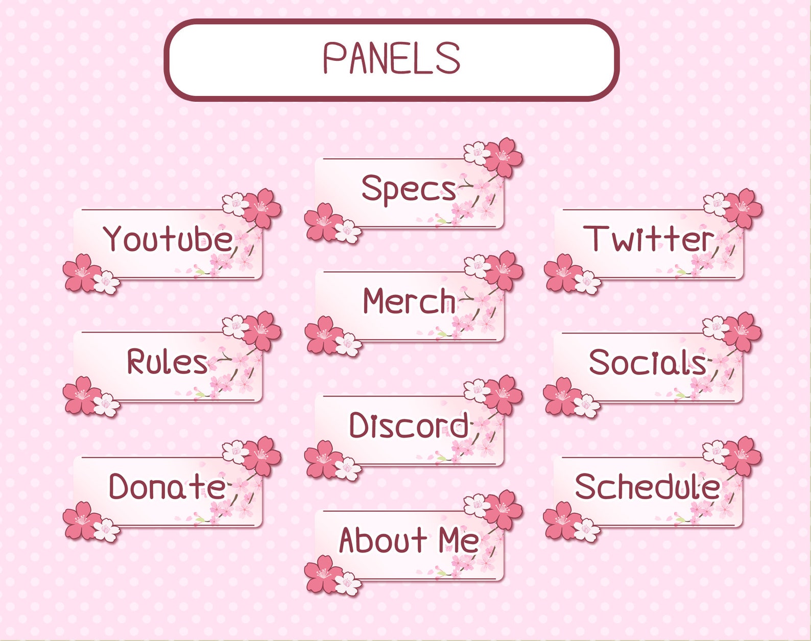 Sakura | Twitch Stream Bundle Package | Overlays, Panels, Vtuber ...