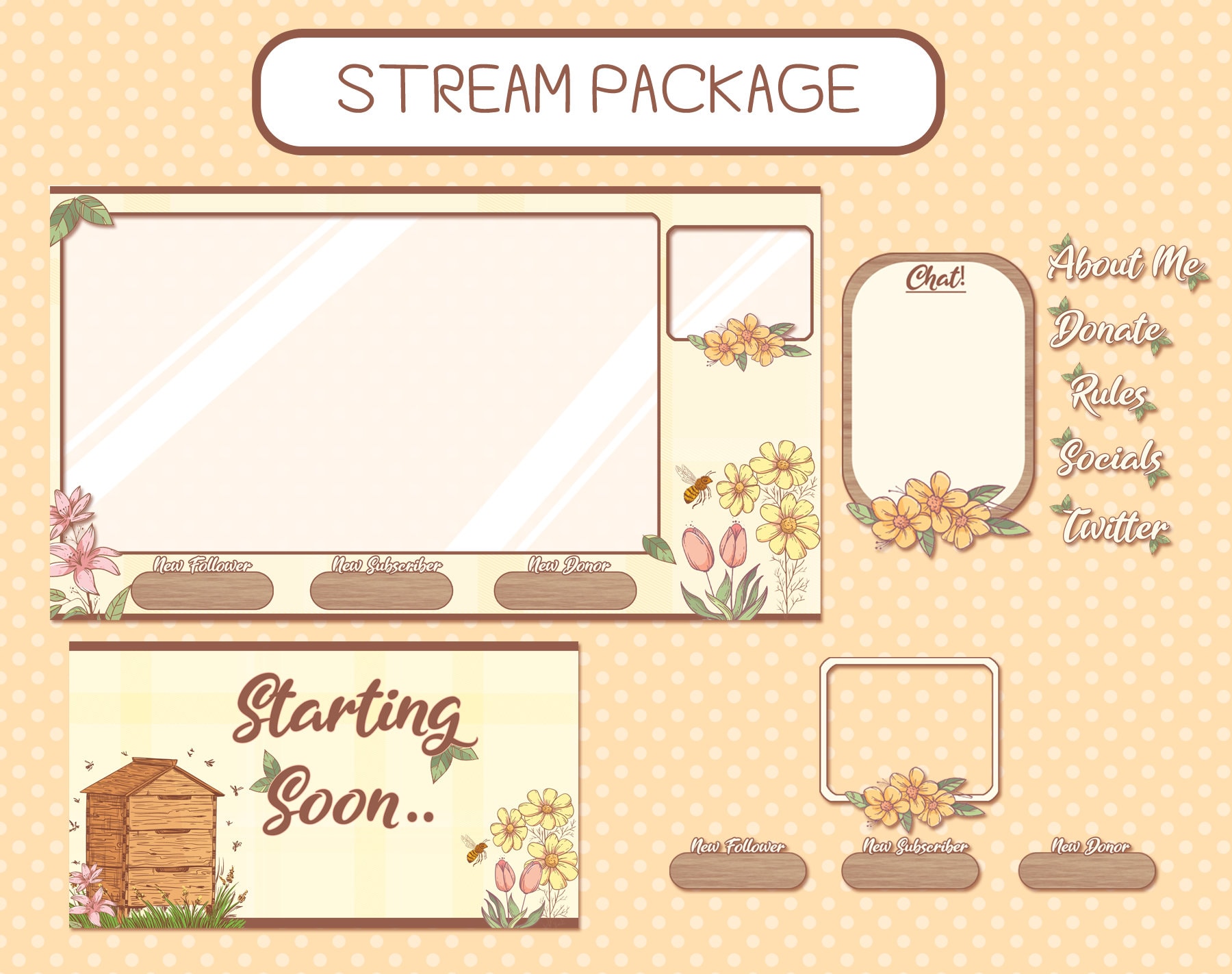 Spring Time Floral | Twitch Stream Bundle Package | Overlays, Panels ...