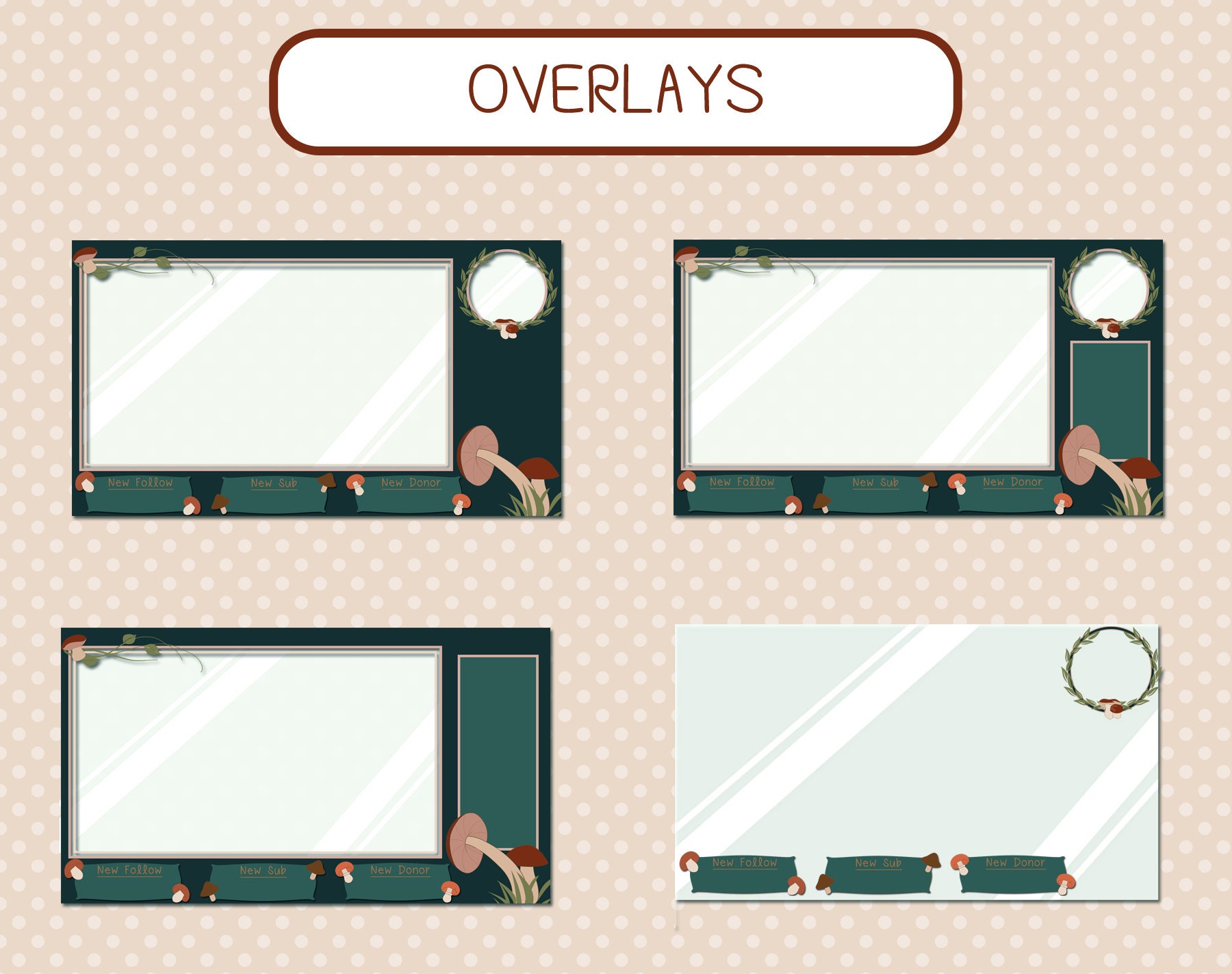 Mushroom Forest Twitch Stream Bundle Package Overlays, Panels, Vtuber ...