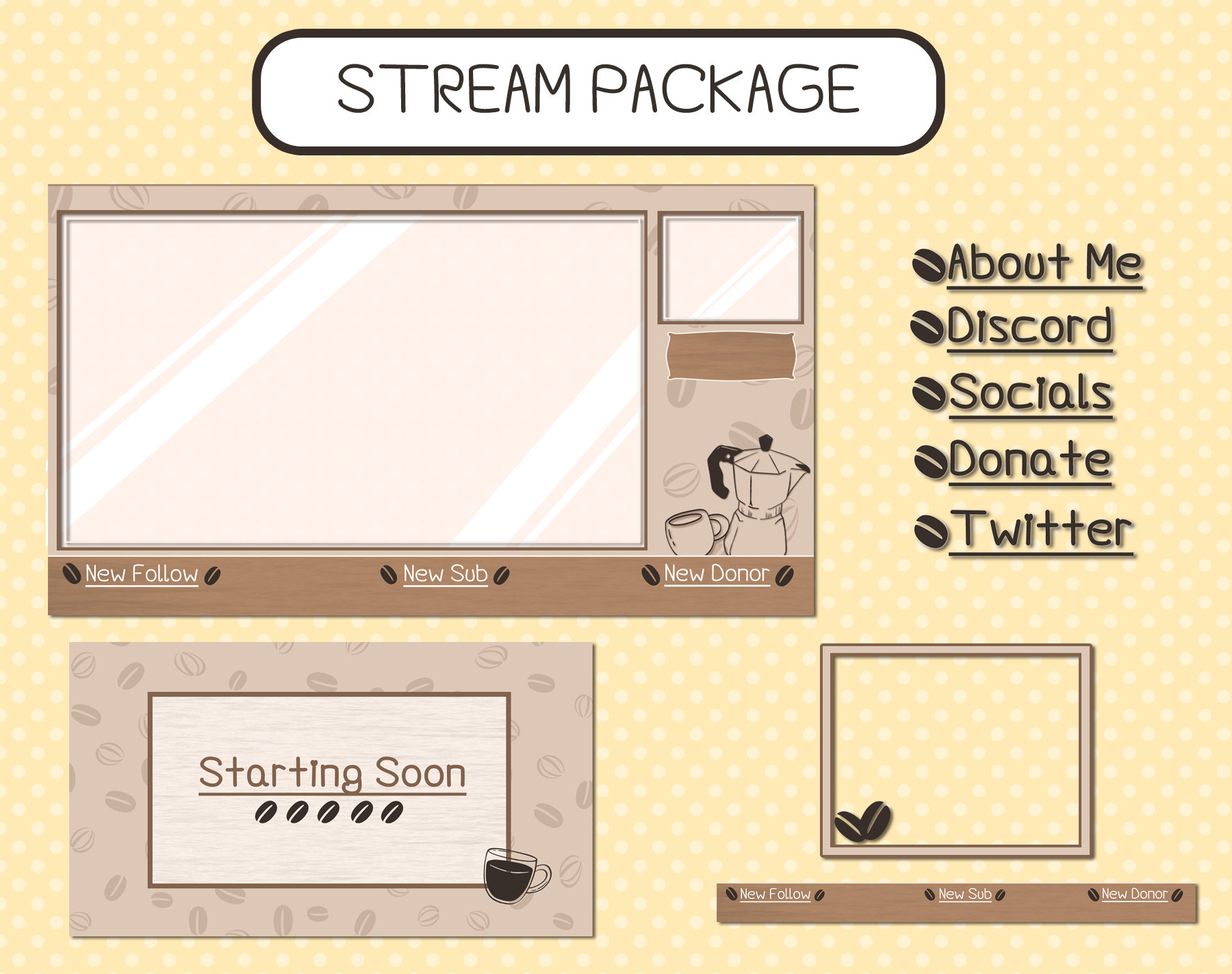 Café | Twitch Stream Bundle Package | Overlays, Panels, Vtuber, Layouts ...