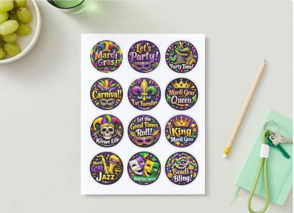 Mardi Gras | Celebration Edible Images, Cupcake Toppers, Gift Tags ...