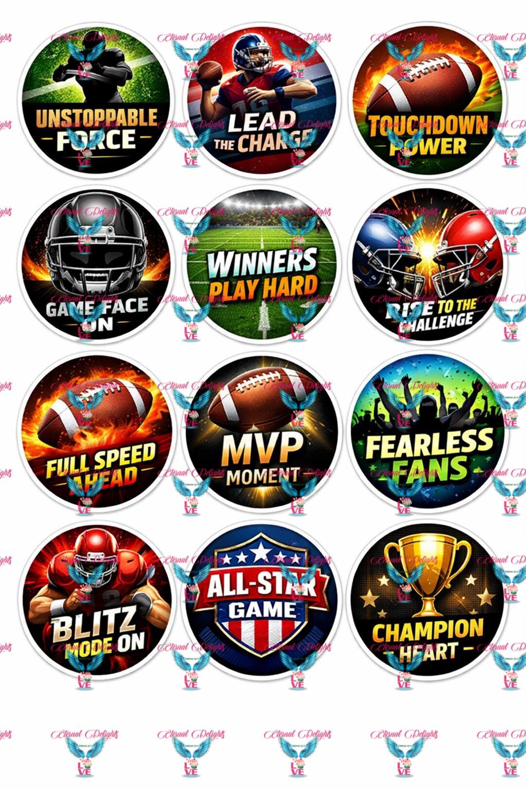 Football Sports | Celebration Edible Images, Cupcake Toppers, Gift Tags ...