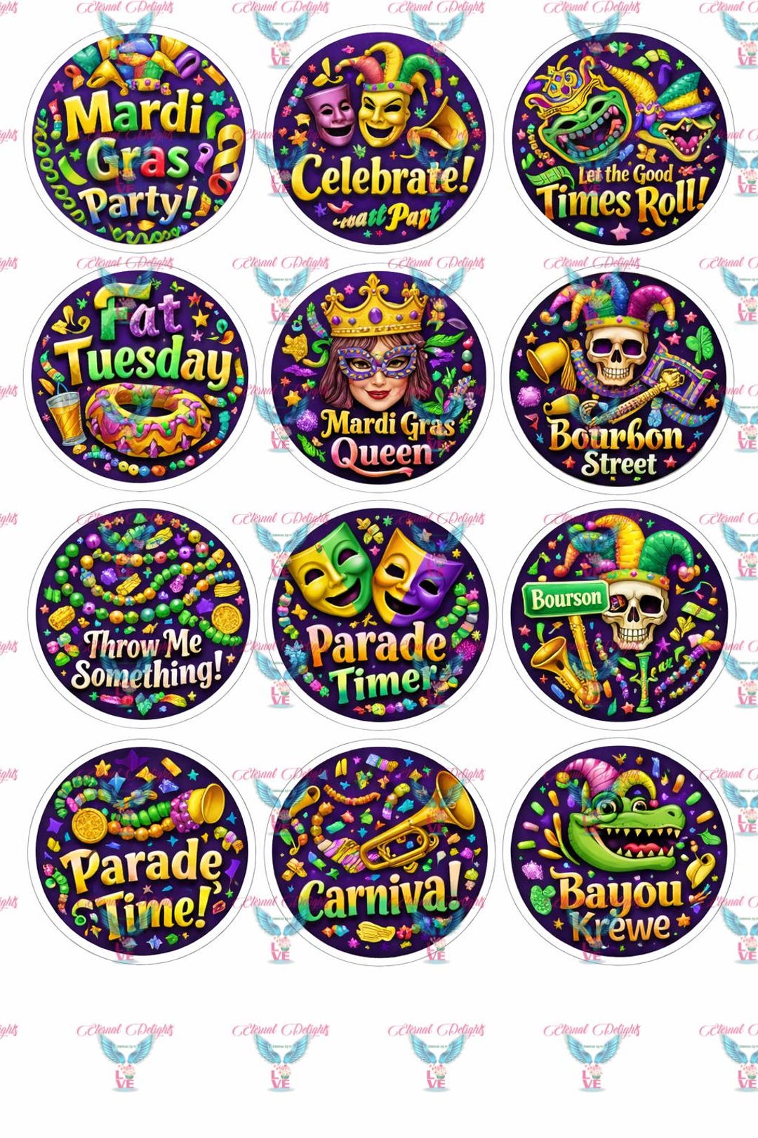 Mardi Gras | Celebration Edible Images, Cupcake Toppers, Gift Tags ...