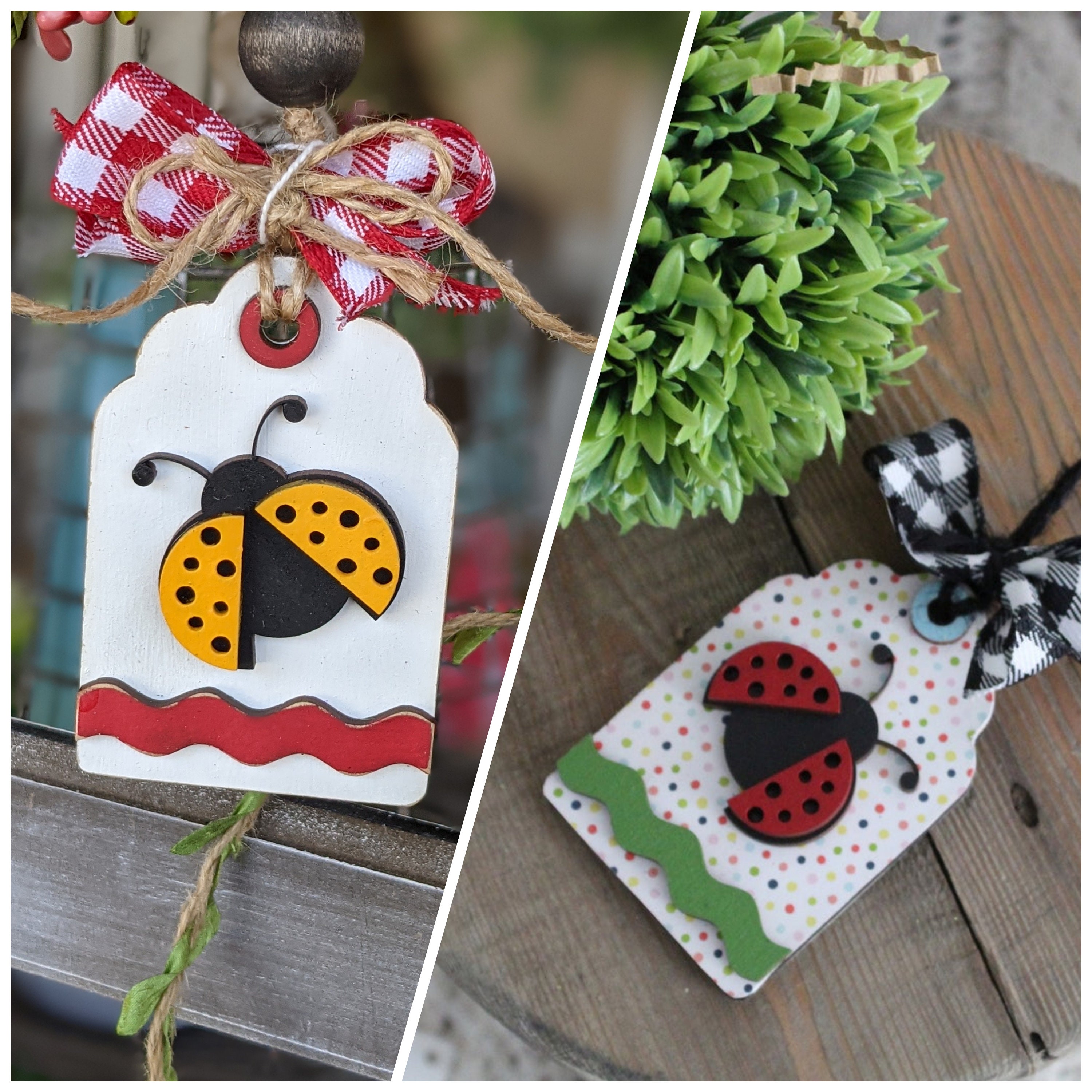 Ladybug Wooden Hanging Tag Ladybug Tiered Tray Decor Spring - Etsy