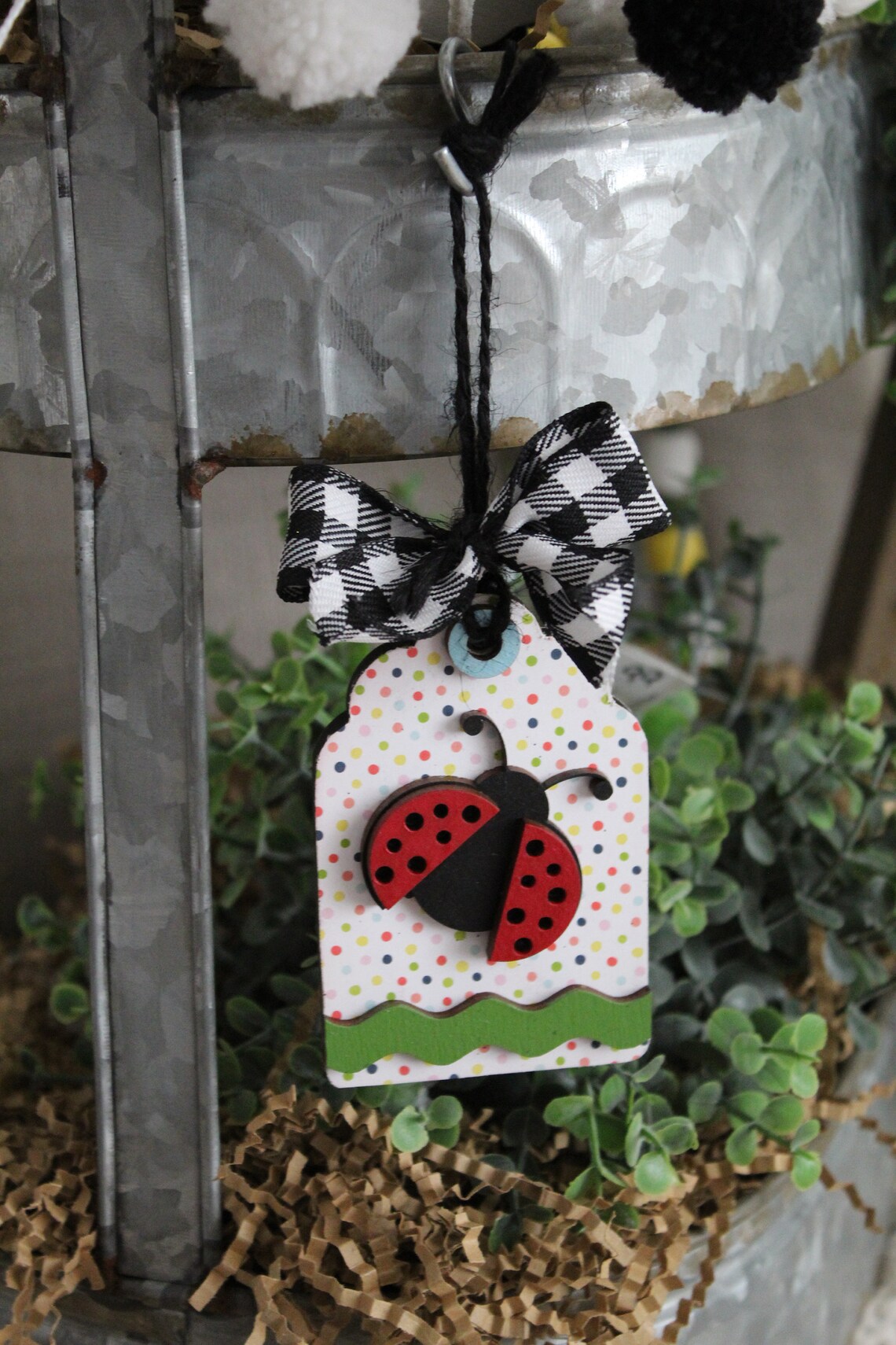 Ladybug Wooden Hanging Tag Ladybug Tiered Tray Decor Spring - Etsy
