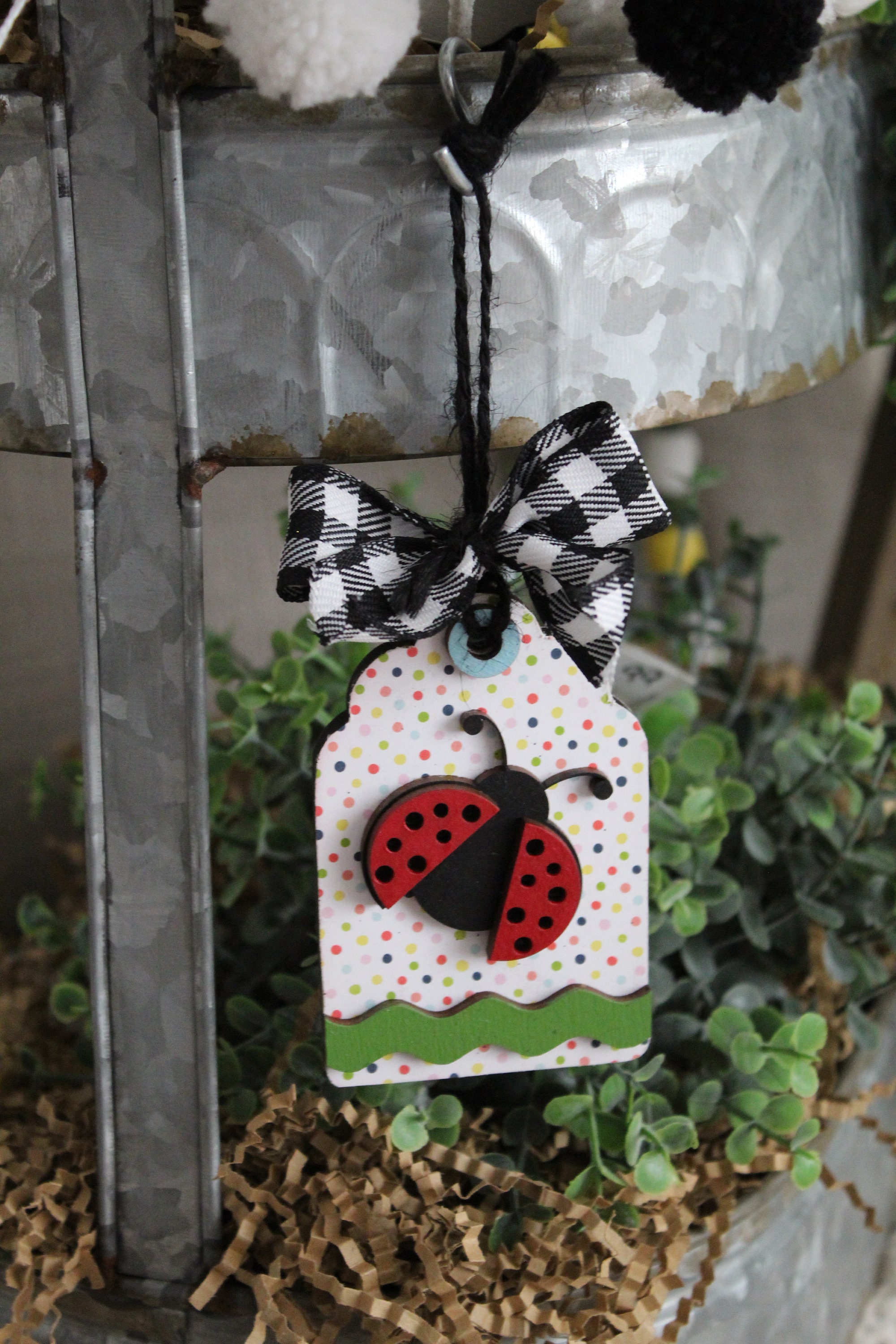 Ladybug Wooden Hanging Tag Ladybug Tiered Tray Decor Spring - Etsy