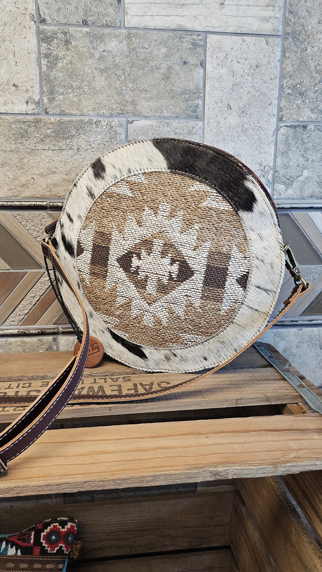 Myra Upcycled Canvas and Leather Shoulder Bag, Tribal Inspired ...