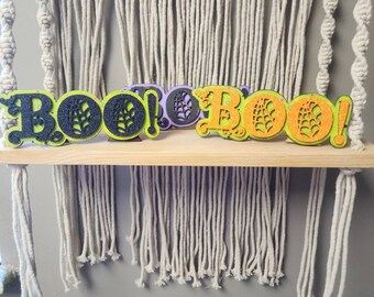5 Boo & Eek 3D Circle Signs for Halloween Tiered Tray, Black and White ...