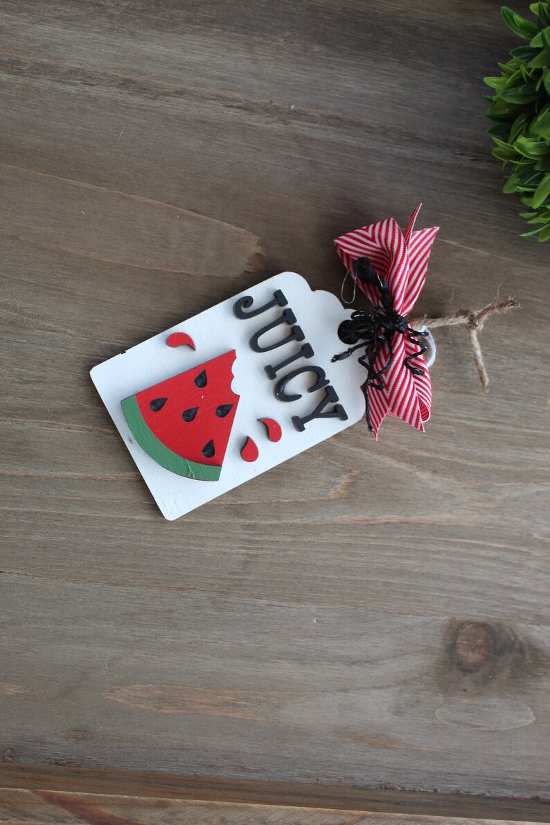 Watermelon Tiered Tray Tag Juicy Melon Tag Wooden Hanging - Etsy