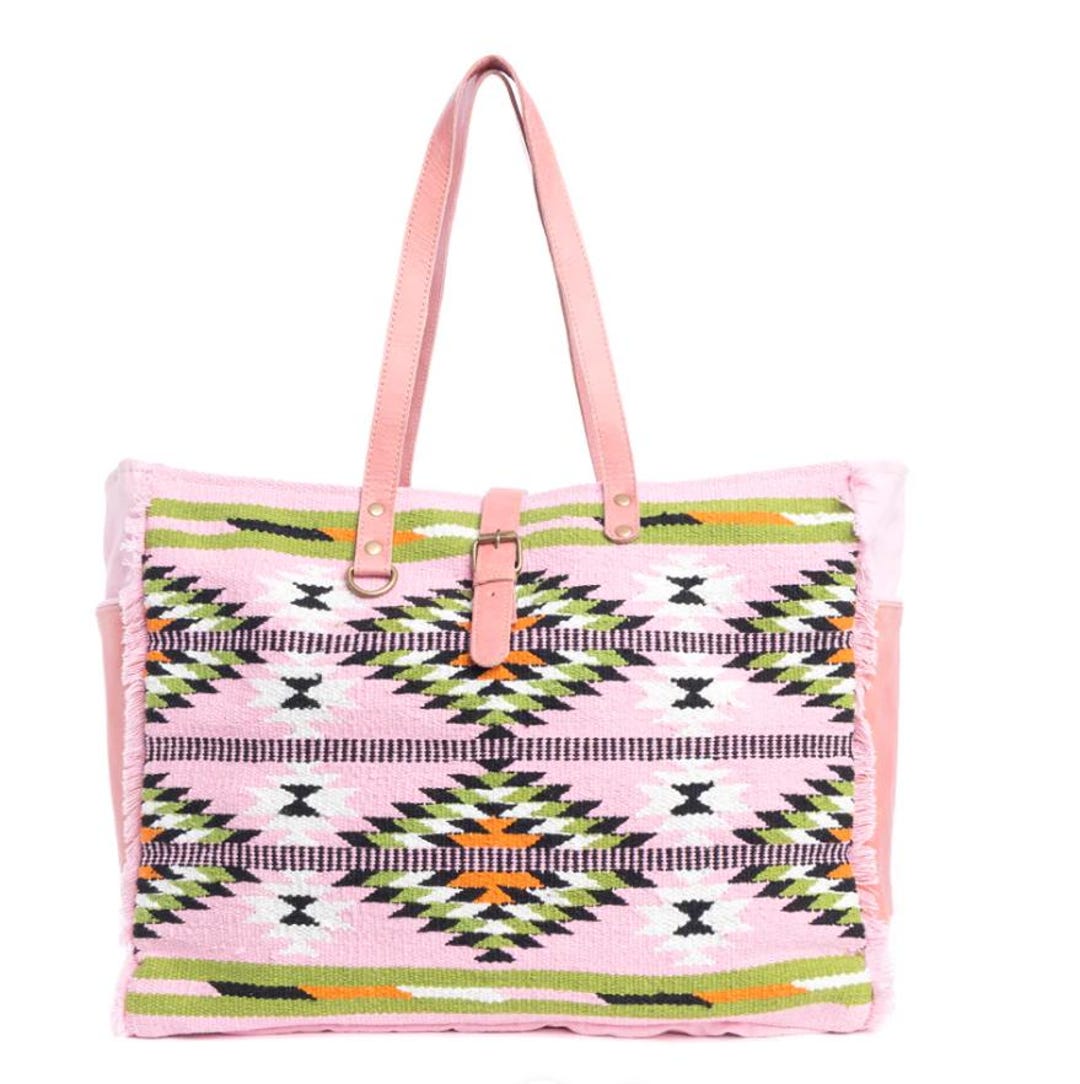 Pink Tribal Print Weekend Travel Bag, Myra Brand Weekender Purse ...