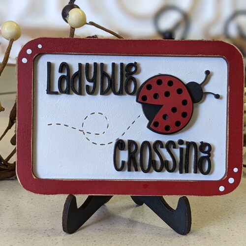 Ladybug Wooden Hanging Tag Ladybug Tiered Tray Decor Spring - Etsy