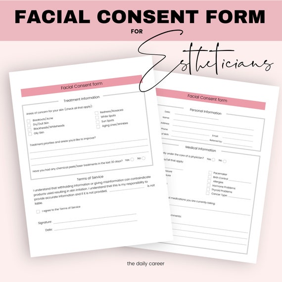 Facial Consent Form Digital Download Digital Intake Form | Etsy