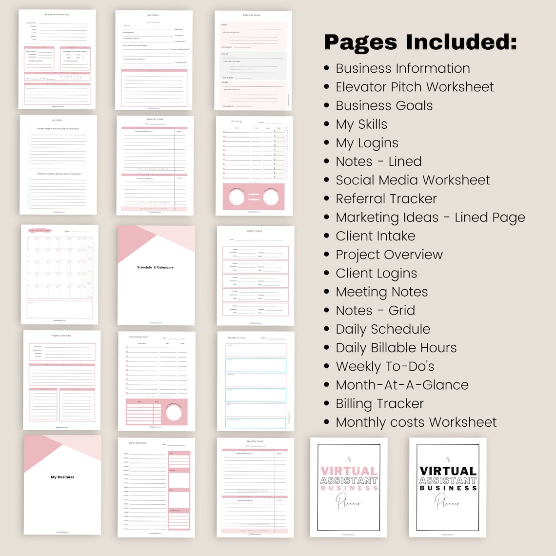 Virtual Assistant Planner, Digital Download, Business Planner, Virtual ...