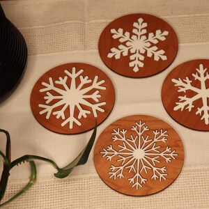 Holiday Coaster Set Wooden Snowflake Coaster Great - Etsy