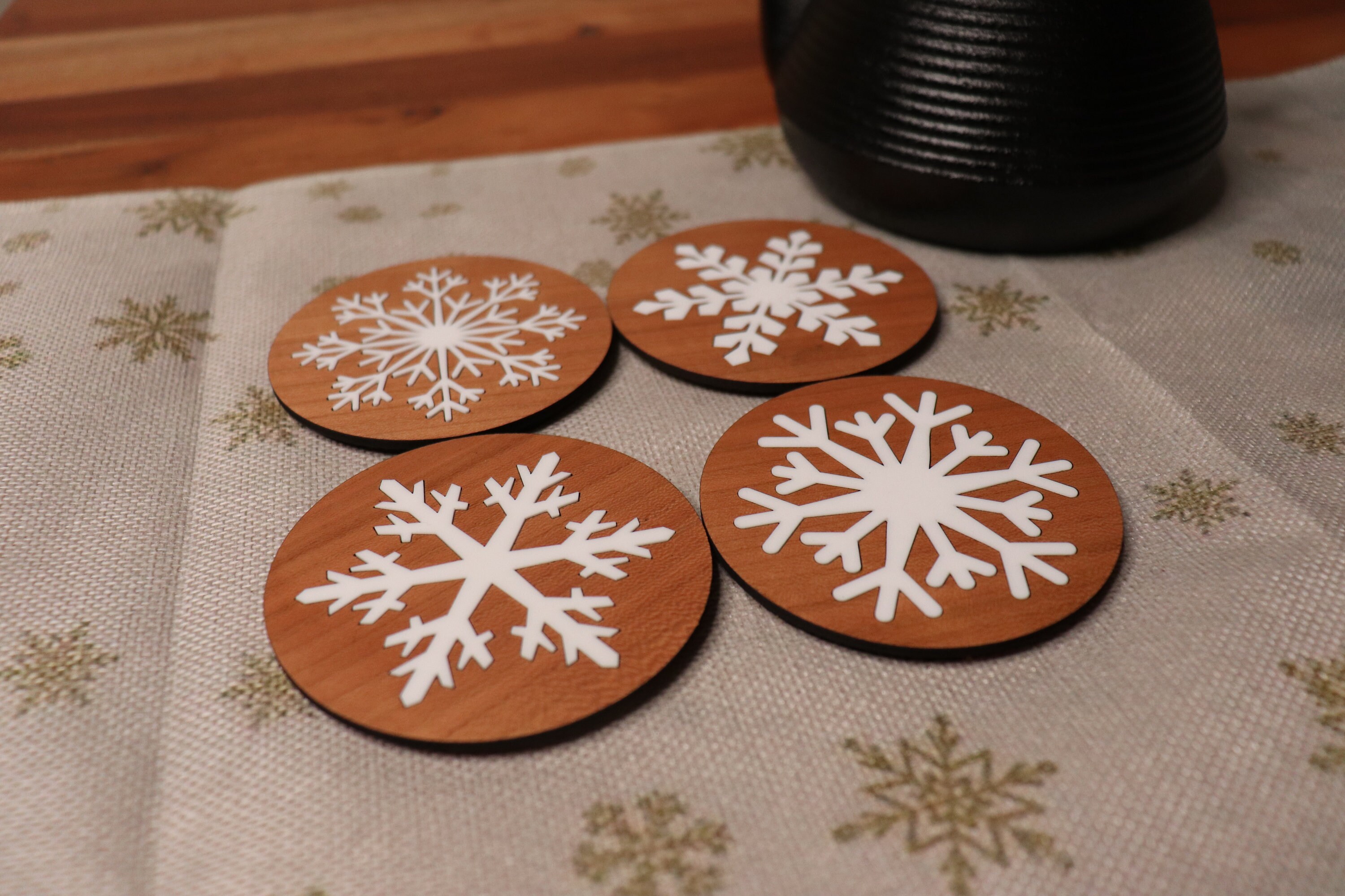 Holiday Coaster Set Wooden Snowflake Coaster, Great Christmas Gift ...