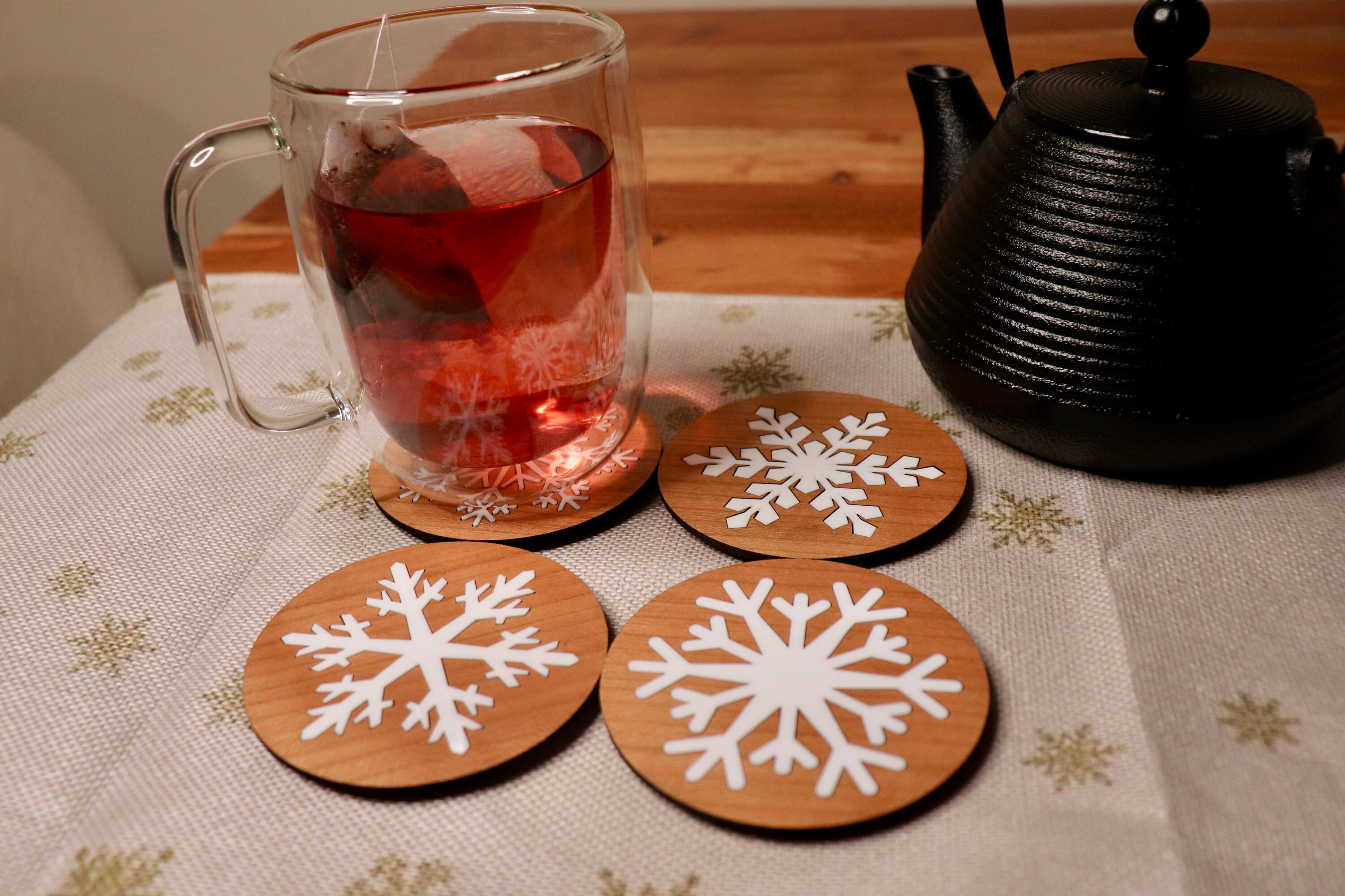 Holiday Coaster Set Wooden Snowflake Coaster, Great Christmas Gift ...