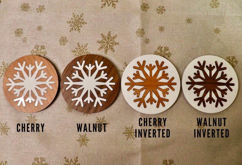 Holiday Coaster Set Wooden Snowflake Coaster, Great Christmas Gift ...