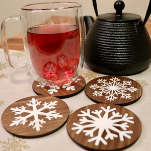 Holiday Coaster Set Wooden Snowflake Coaster, Great Christmas Gift ...