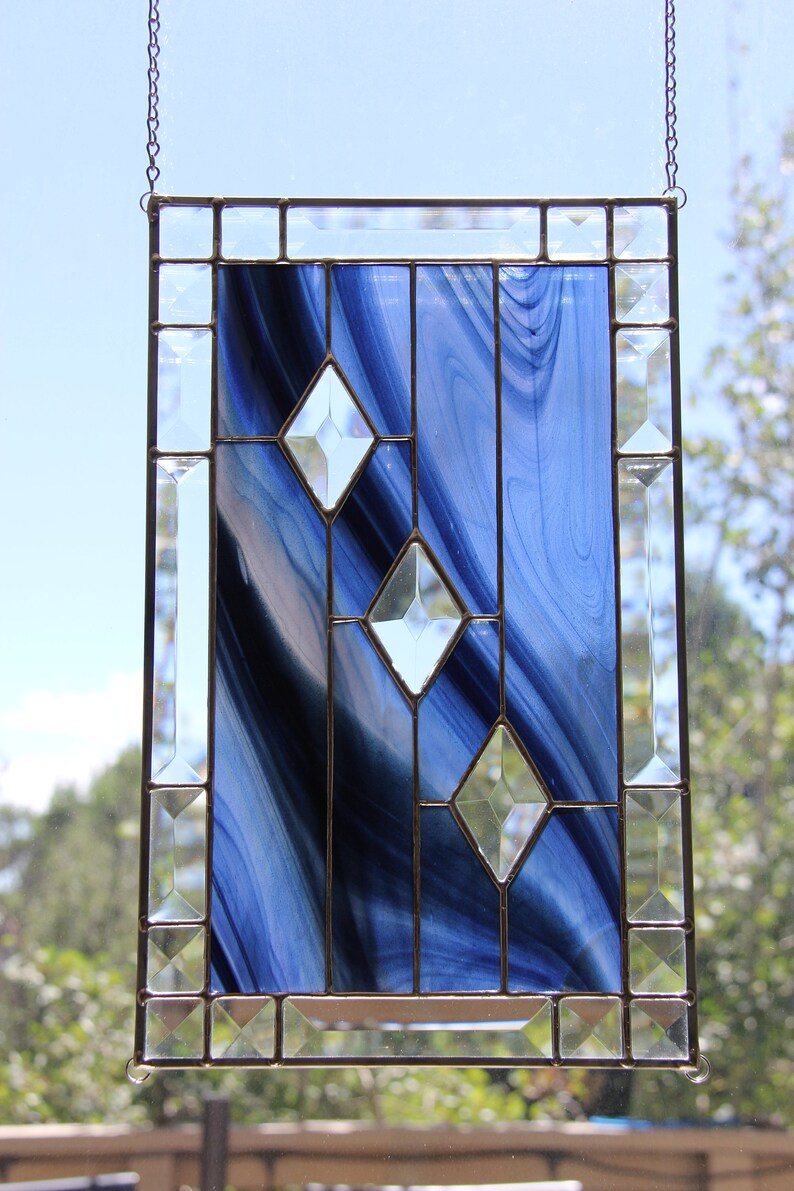 Blue & Purple Sparkle Stained Glass Window Panel - Etsy