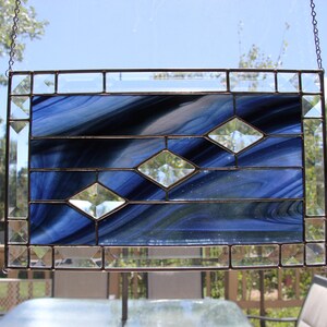 Blue & Purple Sparkle Stained Glass Window Panel - Etsy