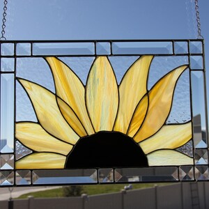 Bright Yellow Sunflower Stained Glass Window Panel - Etsy