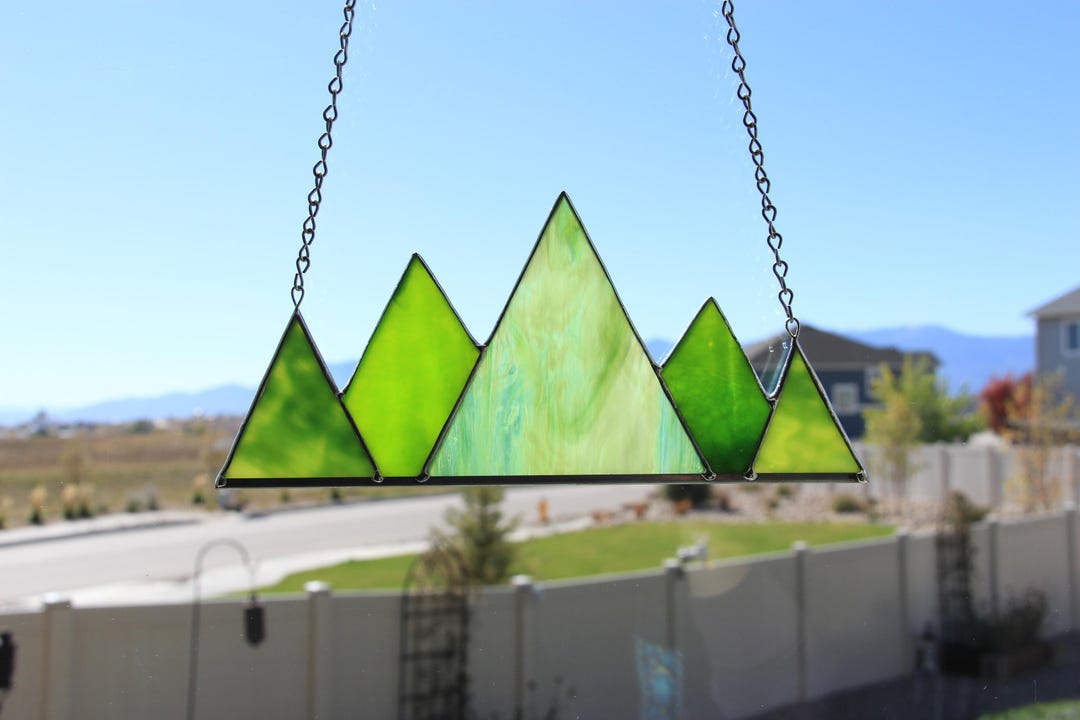 Meadow Mountains Stained Glass Suncatcher - Etsy