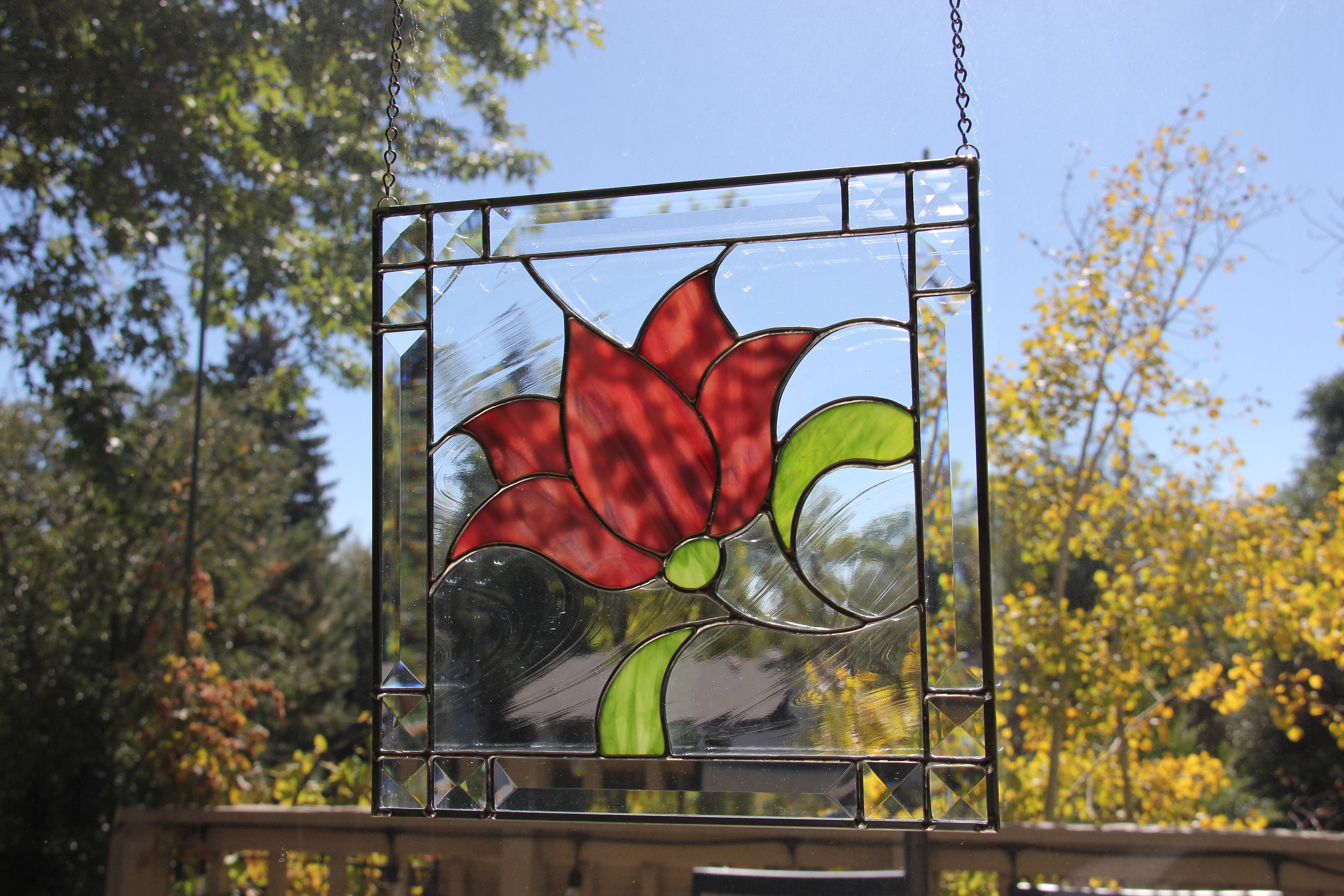 Pink Lotus Flower Stained Glass Window Panel - Etsy