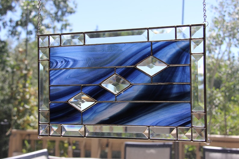 Blue & Purple Sparkle Stained Glass Window Panel - Etsy