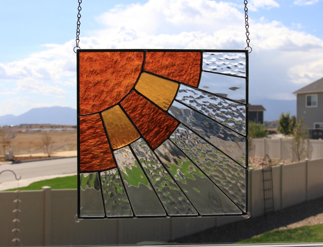 Retro Rays Stained Glass Window Panel - Etsy
