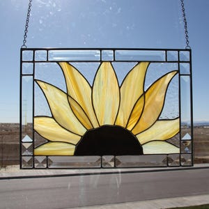 Bright Yellow Sunflower Stained Glass Window Panel - Etsy
