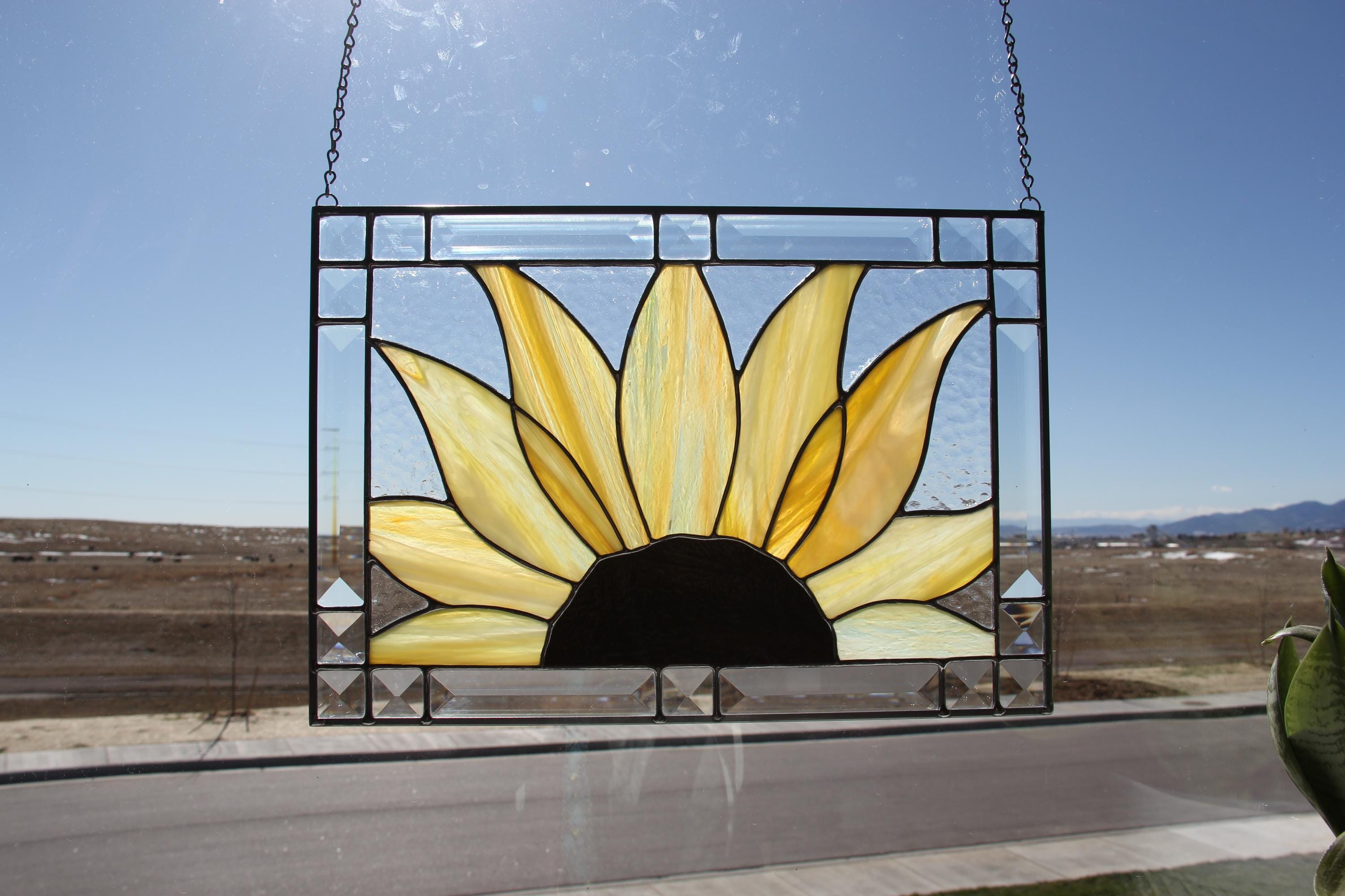 Bright Yellow Sunflower Stained Glass Window Panel - Etsy