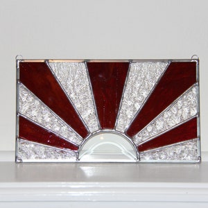Ruby Red Sun Rays Stained Glass Panel - Etsy