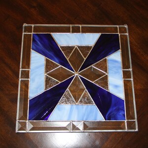 Blue Starburst Beveled Stained Glass Window Panel - Etsy