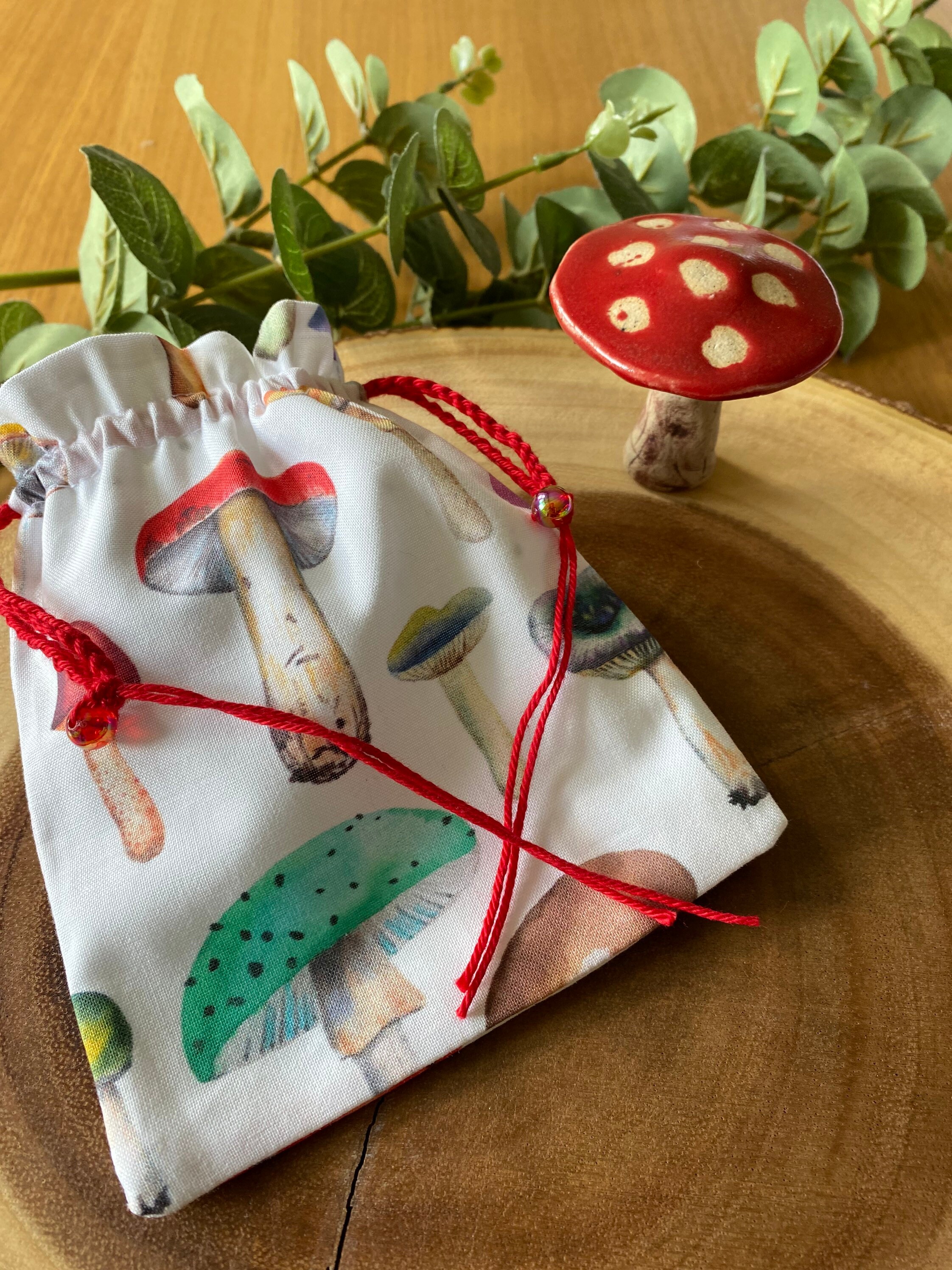 Handmade Ceramic Toadstool in a String Bag / Ceramic Mushrooms - Etsy UK