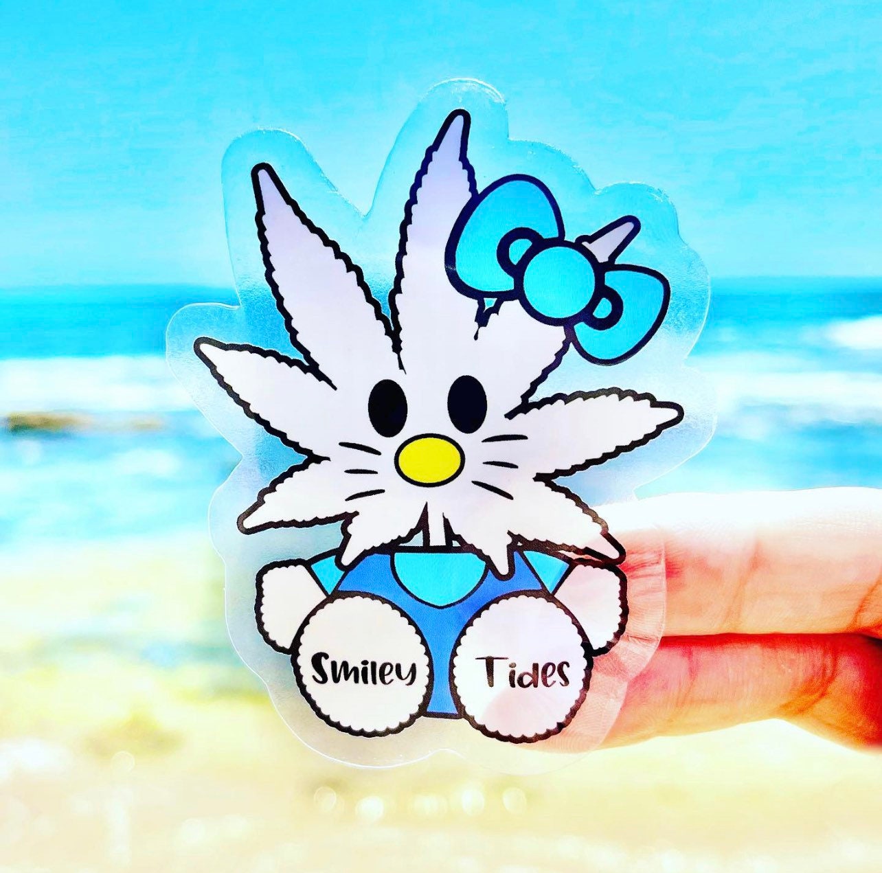 Smiley Tides Stickers Transparent Vinyl Sticker Weed Cannabis Marijuana ...