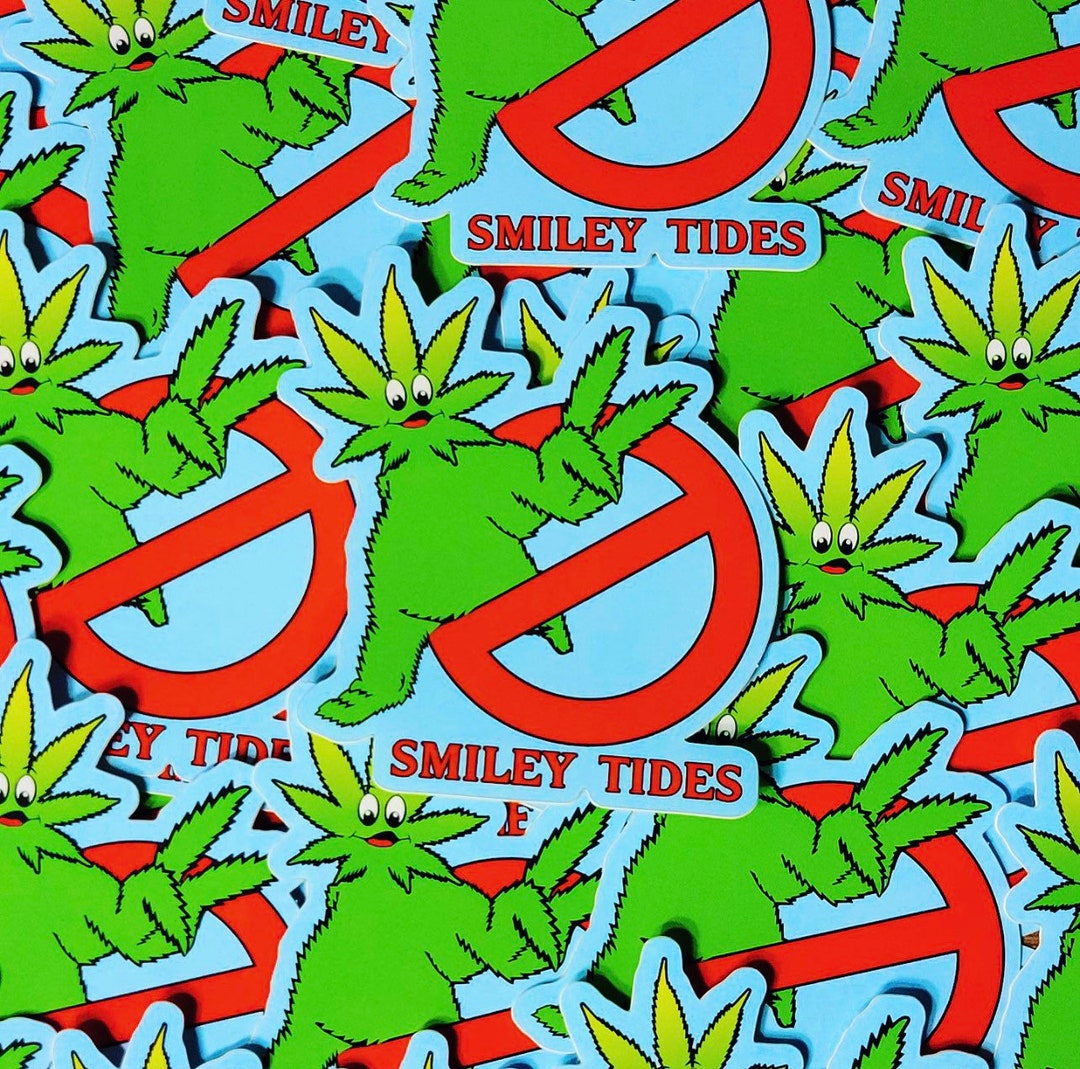 Smiley Tides Stickers - Vinyl Sticker - Weed Cannabis Marijuana Pot ...