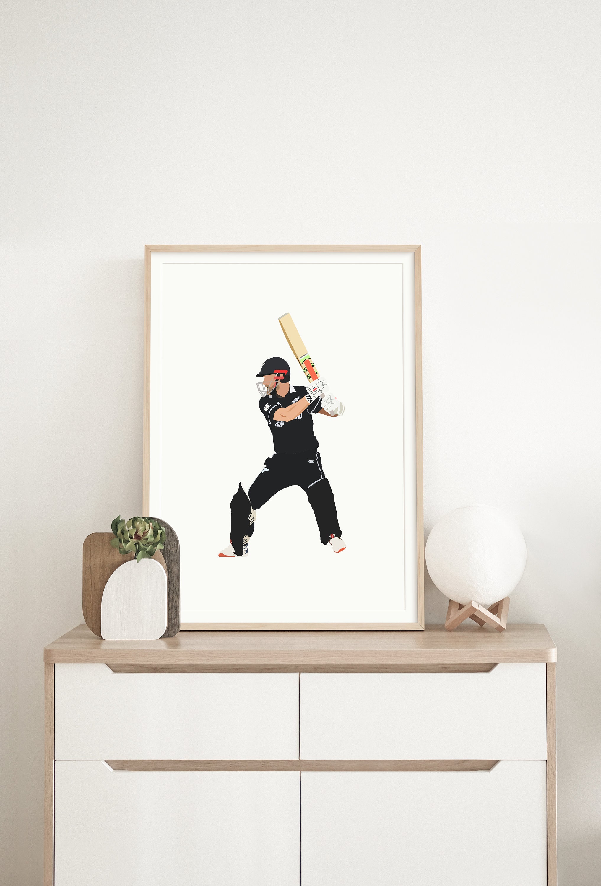 Kane Williamson Poster cricket Cricket Posters New Zealand Print Black ...