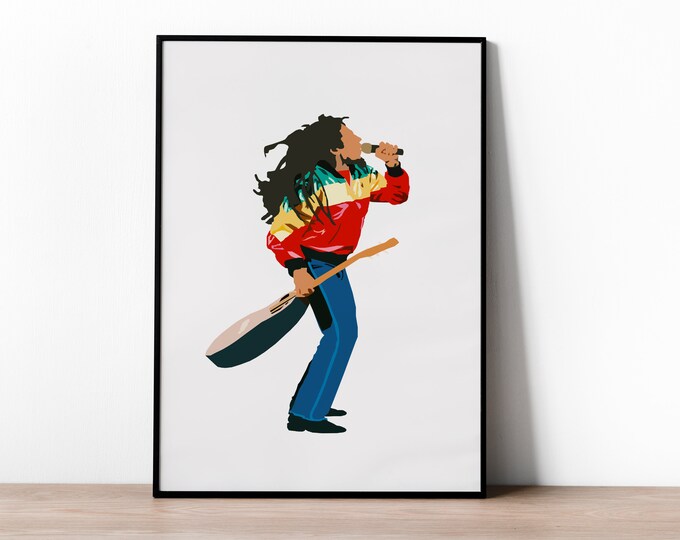 Bob Marley Poster With Signature Reggae Art Print Jamaican Music Wall ...