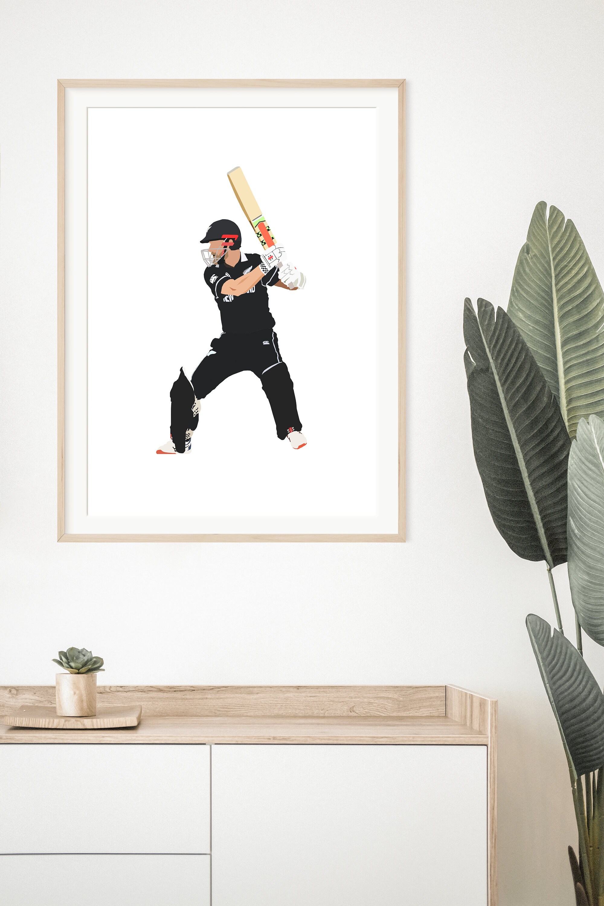 Kane Williamson Poster cricket Cricket Posters New Zealand Print Black ...