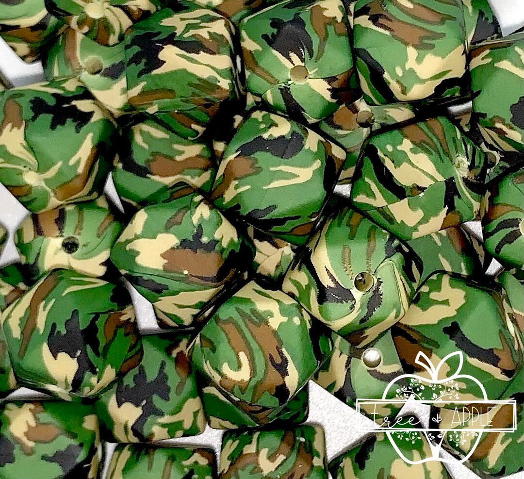 Camo Army Silicone Beads, 14mm Camo Hexagon Silicone Beads, Camo ...