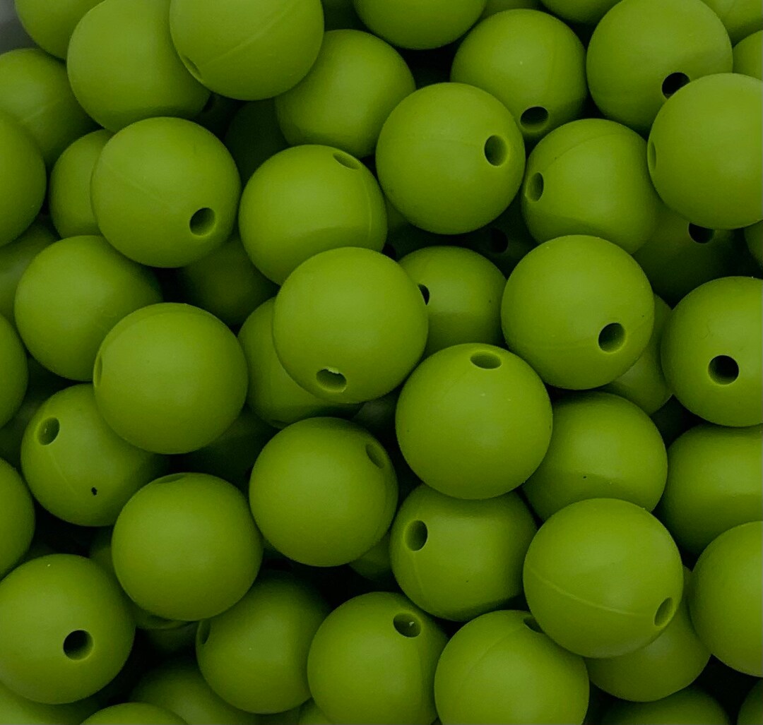 15mm Pea Green Silicone Beads, Green Round Silicone Beads, Beads ...