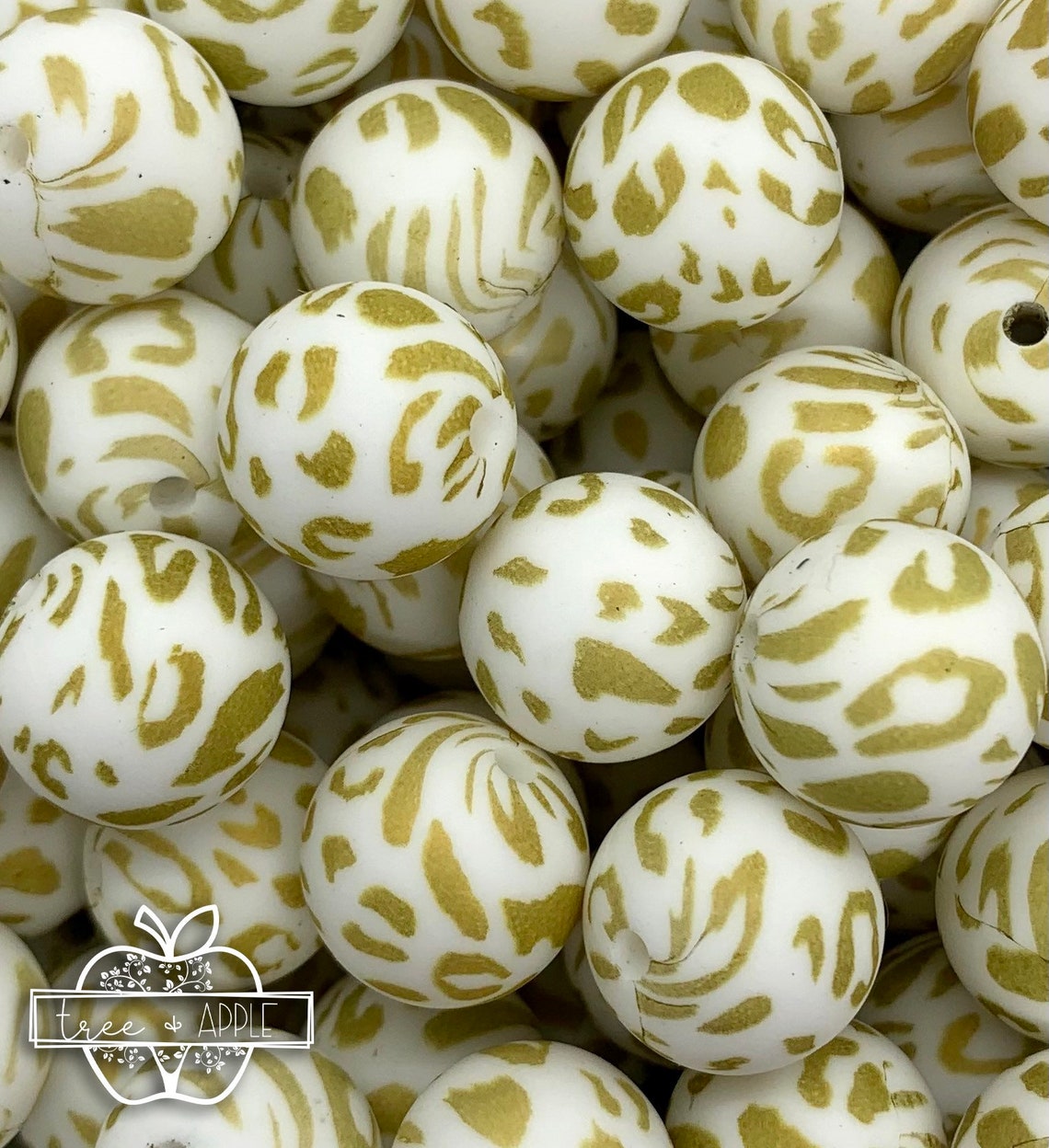 12mm Gold Cheetah Silicone Beads, Silicone Beads, Leopard Animal Print ...