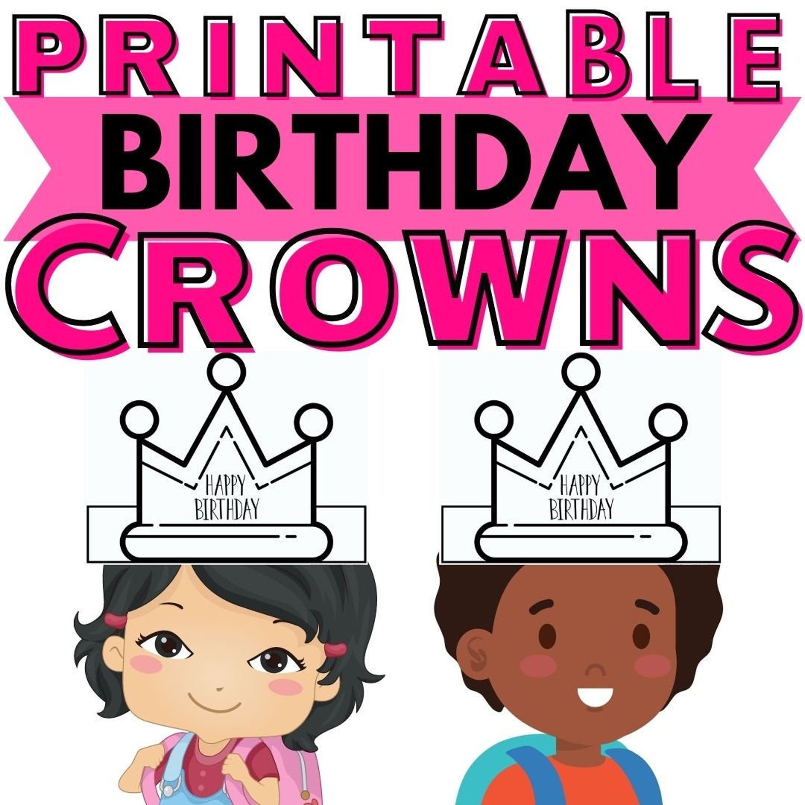 Printable Paper Birthday Crown Hat Craft Party Favor - Etsy