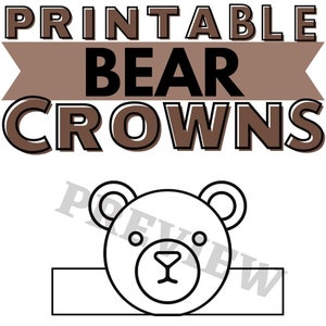 Printable Bear Crown Paper Craft | Brown Grizzly | Bear Hunt Activity ...