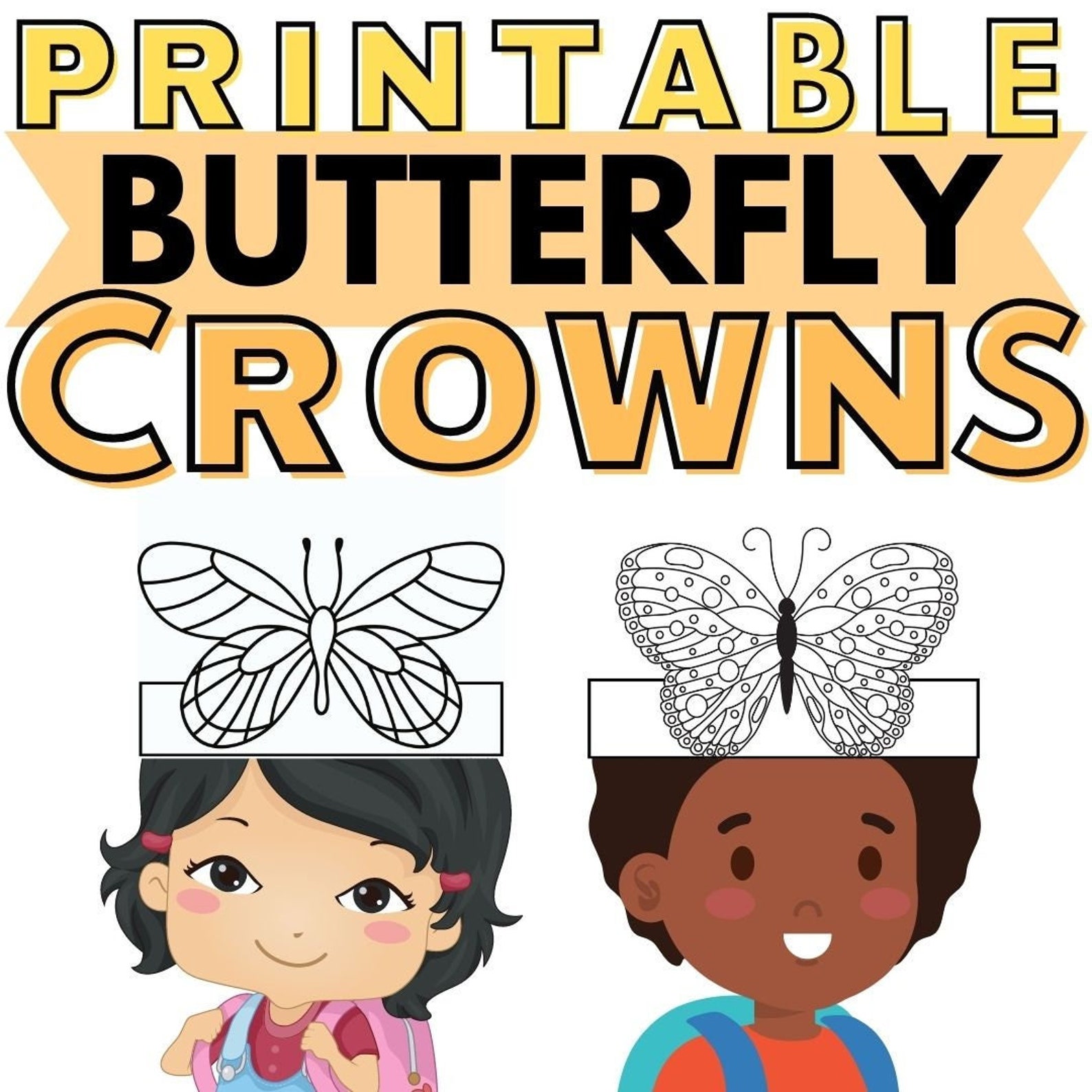 Printable Butterfly Paper Crown | Life Cycle of Butterflies | Coloring ...