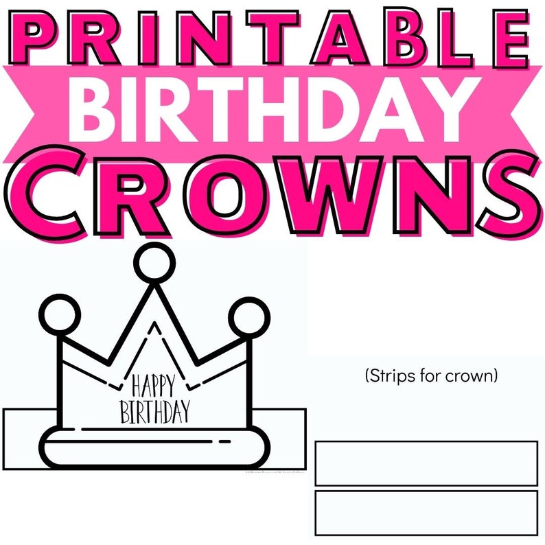 Printable Paper Birthday Crown Hat Craft | Party Favor | Coloring ...